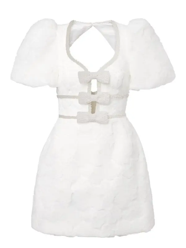 Rebecca Vallance Delilah Bow-detail Embellished Minidress - White