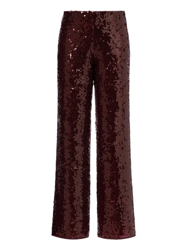 Oseree Marylin Sequined Wide-leg Pants - Burgundy