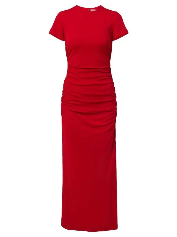Carolina Herrera Ruched Midi Dress - Red