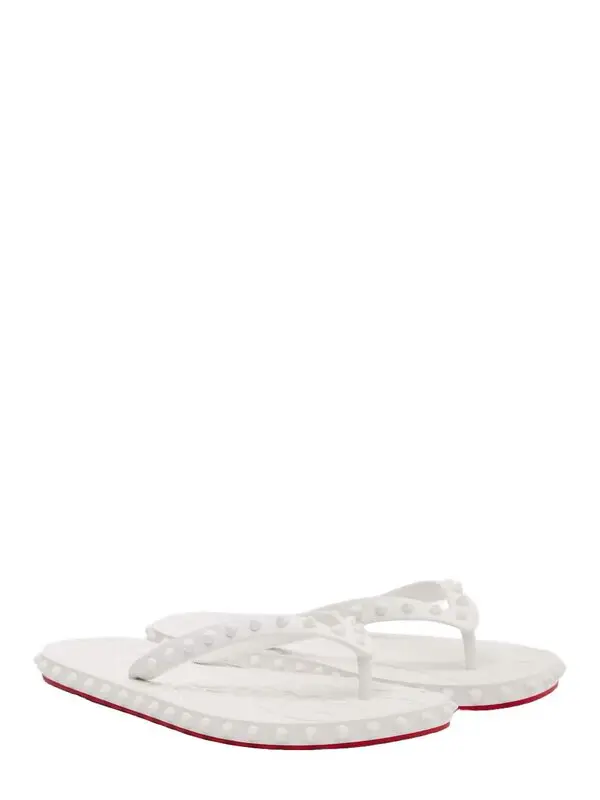 CHRISTIAN LOUBOUTIN Super Loubi Flip Spiked Thong Sandals - White
