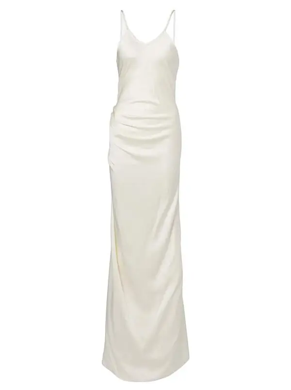 Victoria Beckham Draped Crêpe Satin Slip Dress - White