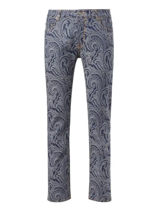 Etro Roma Paisley Slim Jeans - Blue