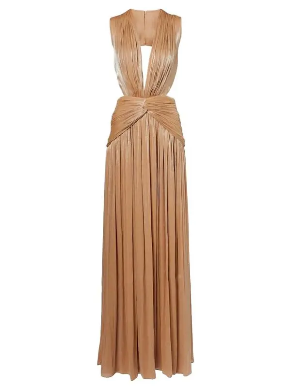 Costarellos Silla Cutout Gathered Gown - Gold