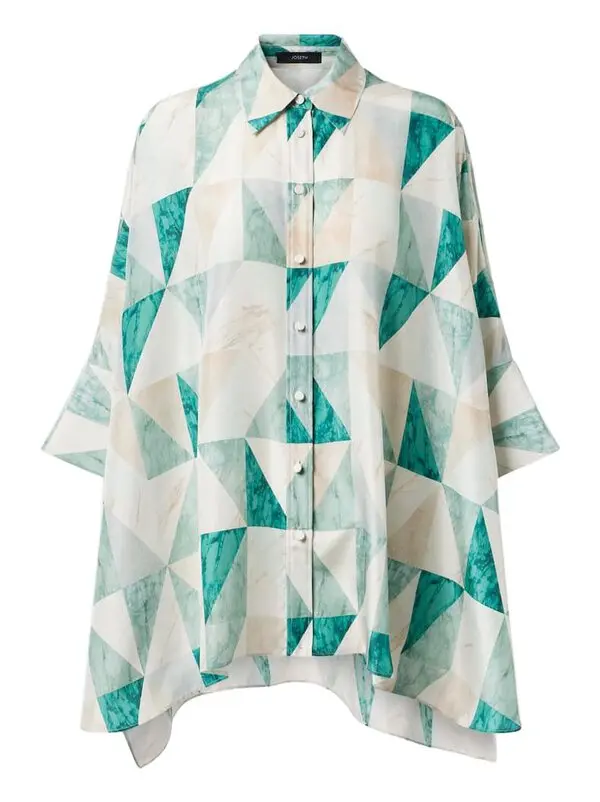 JOSEPH Arcole Printed Silk Oversized Shirt - Green