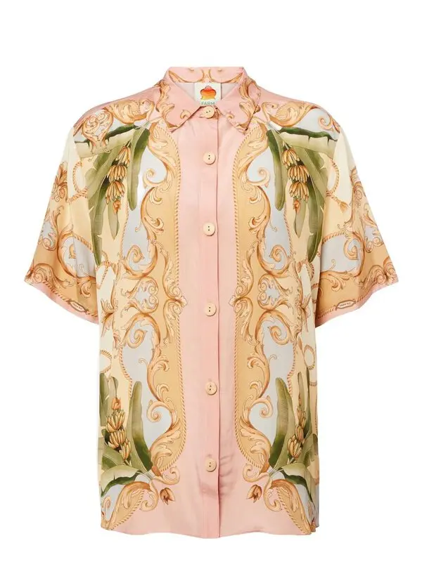 Farm Rio Banana Royalty Kalendoscope Printed Shirt - Pink