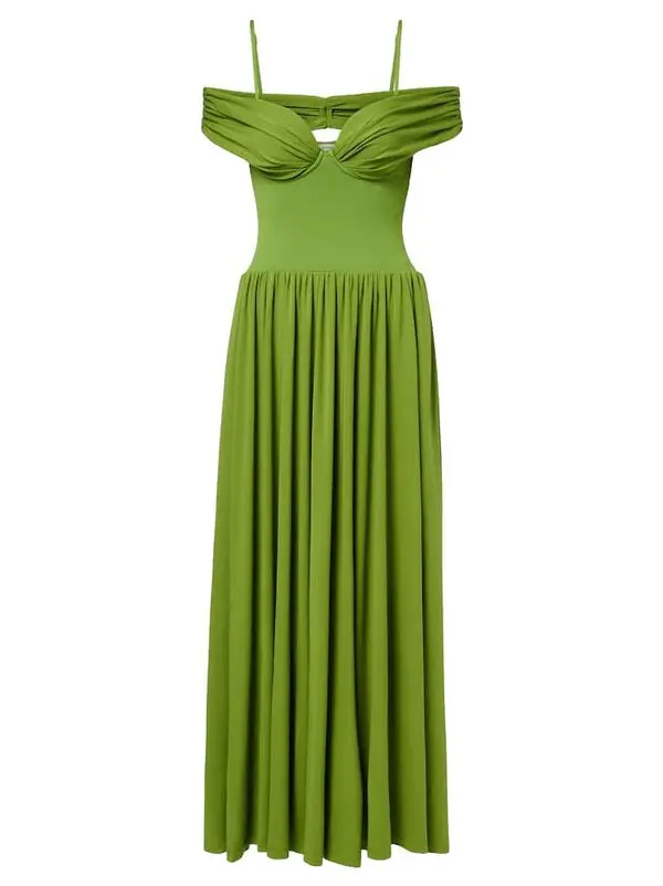 Simkhai Amarantha Draped Midi Dress - Green