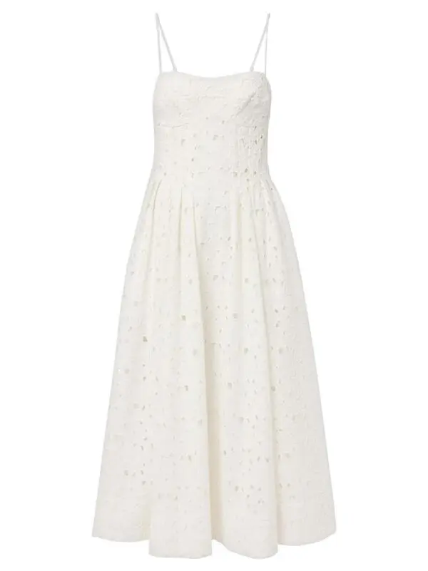 Simkhai Kittiya Broderie Anglaise Cotton Midi Dress - White
