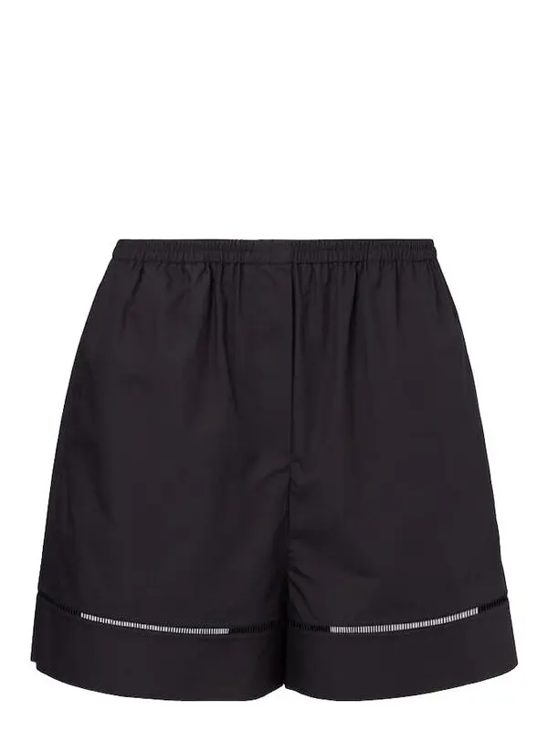 RÓHE Embroidered Cotton Poplin Shorts - Black
