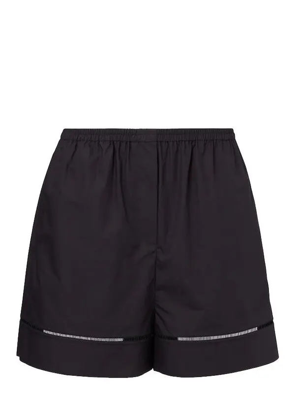 RÓHE Embroidered Cotton Poplin Shorts - Black