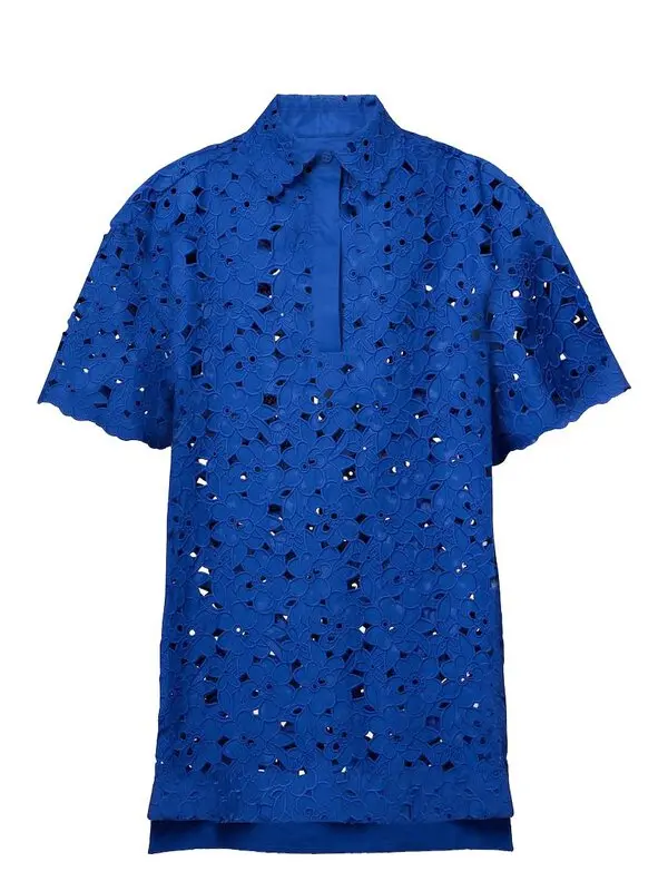 Rebecca Vallance Zaffre Broderie Anglaise Cotton Shirt - Blue