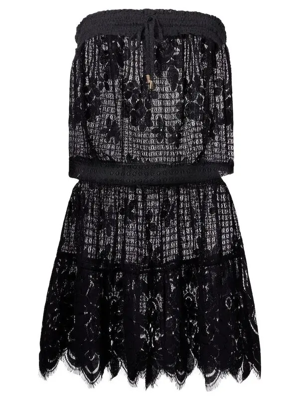 Melissa Odabash Isla Floral Shirred Minidress - Black