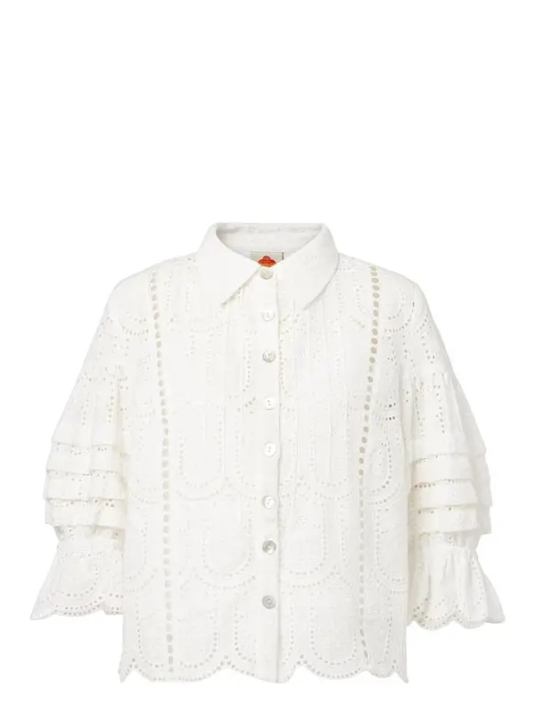 Farm Rio Embroidered Cotton Shirt - White