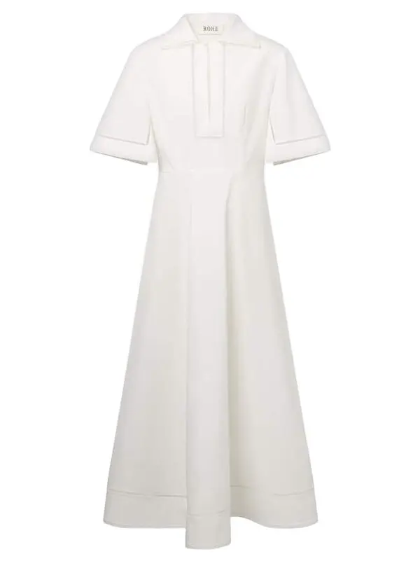 RÓHE Embroidered Cotton Poplin Midi Dress - White