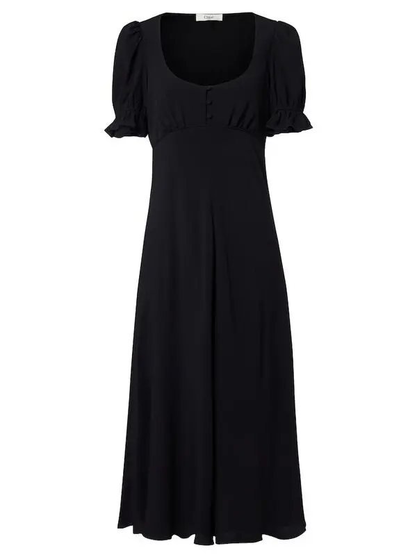 Chloé Gathered Midi Dress - Black