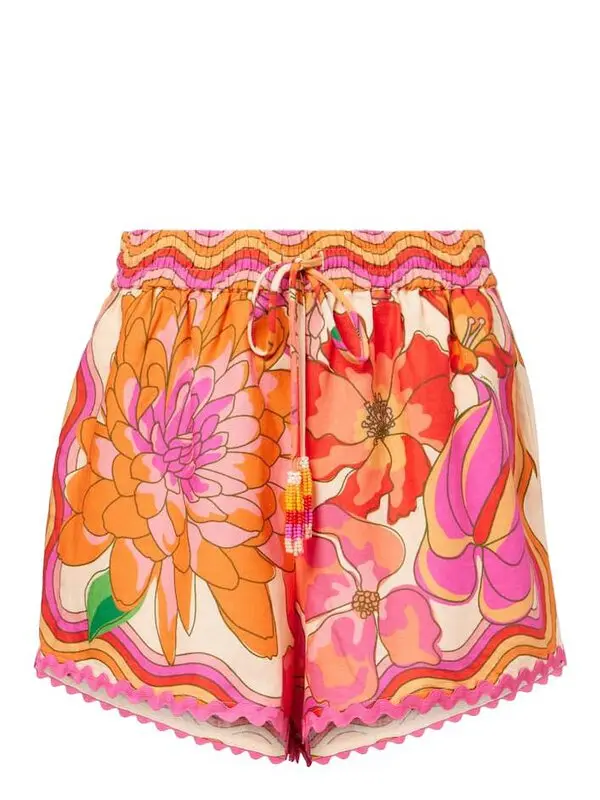 Farm Rio Floral Linen-blend Shorts - Multicoloured