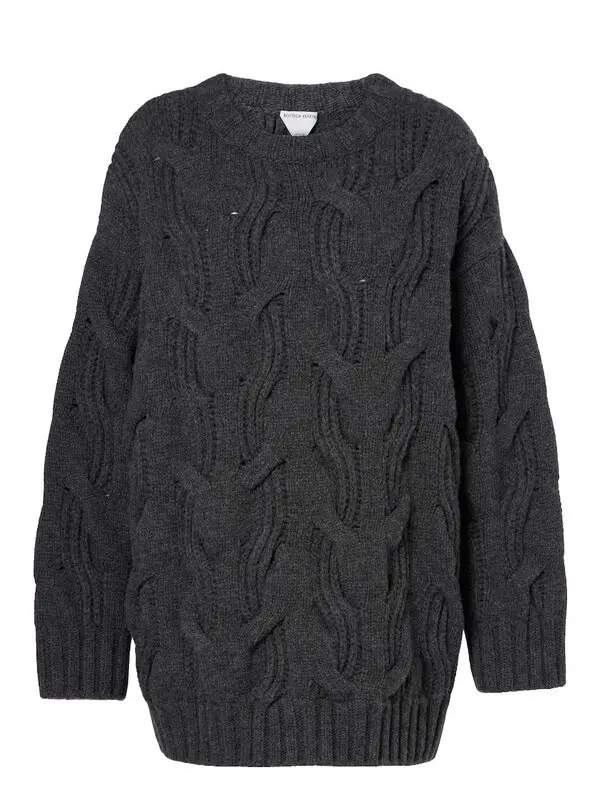 Bottega Veneta Cable-knit Wool Sweater - Grey