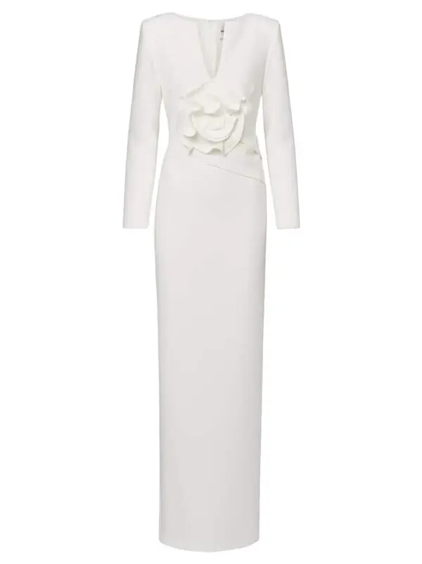 Roland Mouret Bridal Floral-appliqué Cady Gown - White