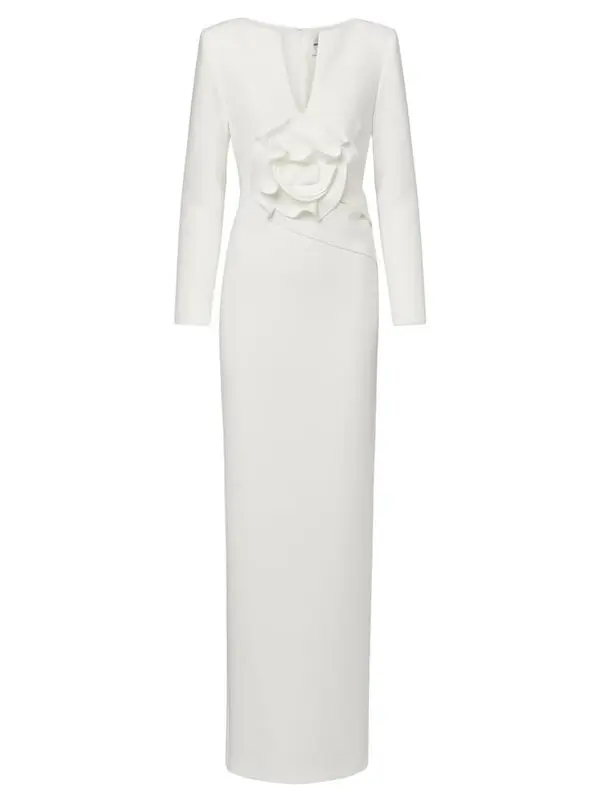 Roland Mouret Bridal Floral-appliqué Cady Gown - White