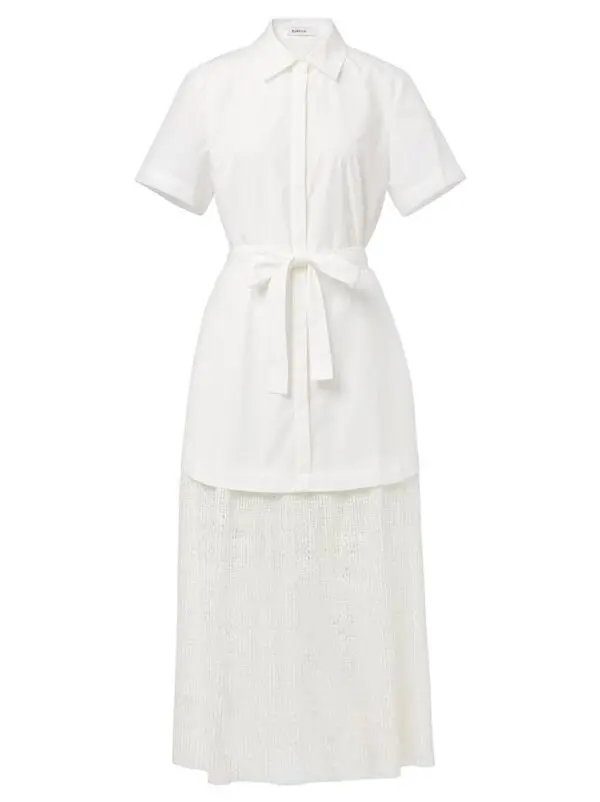 Simkhai Jenner Poplin And Lace Shirt Dress - White