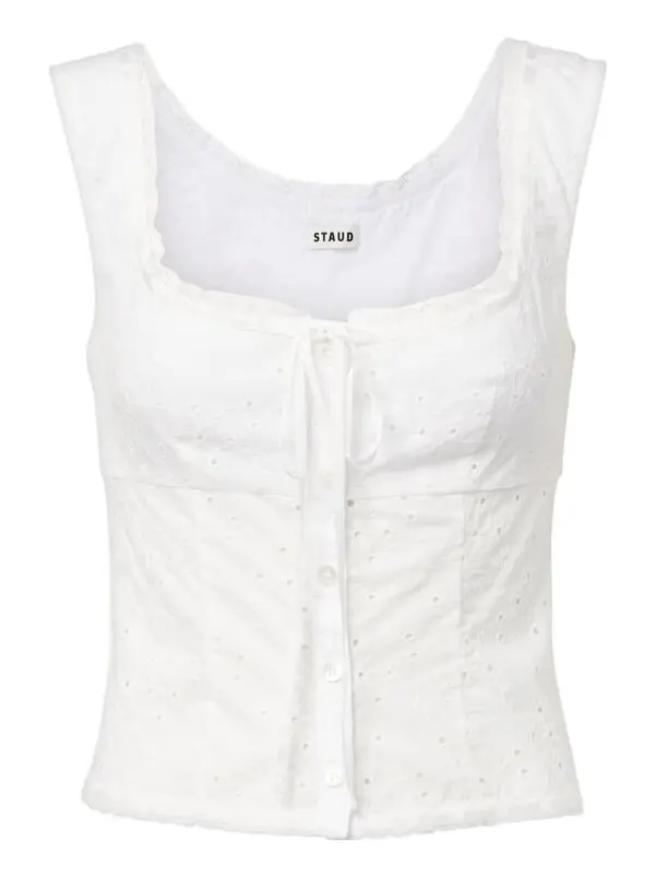 Staud Lou Broderie Anglaise Cotton Top - White