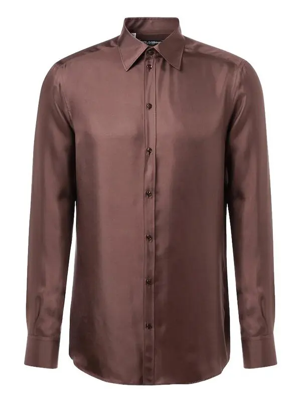 Dolce & Gabbana Silk Twill Dress Shirt - Brown
