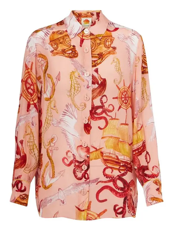 Farm Rio Nautical Wonder Printed Shirt - Pink