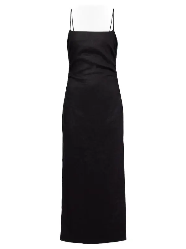 SIR. Linen Midi Dress - Black