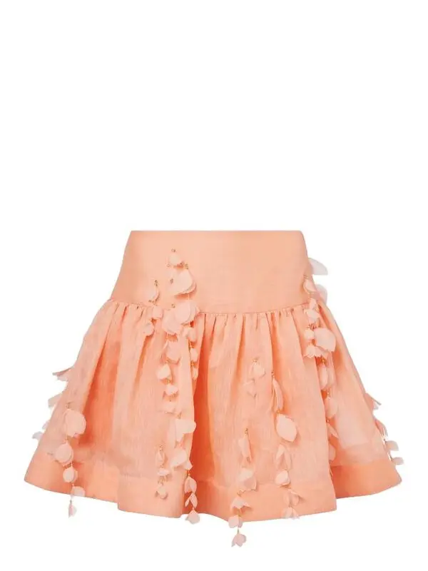 Zimmermann Dawning Linen And Silk Miniskirt - Pink