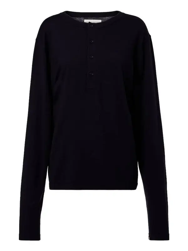 EXTREME CASHMERE X N°370 Herman Cotton And Cashmere Henley Shirt - Blue