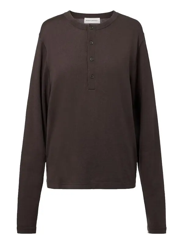 EXTREME CASHMERE X N°370 Herman Cotton And Cashmere Henley Shirt - Brown