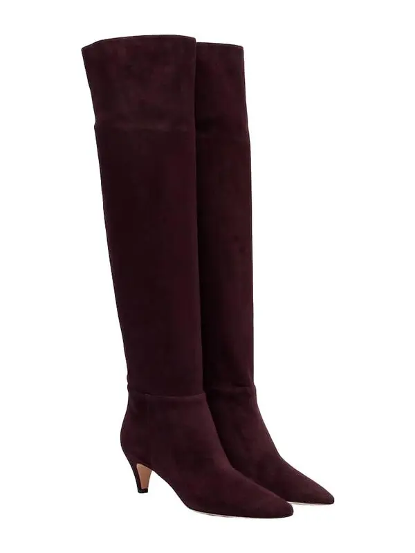 GIANVITO ROSSI 55 Suede Knee-high Boots - Burgundy