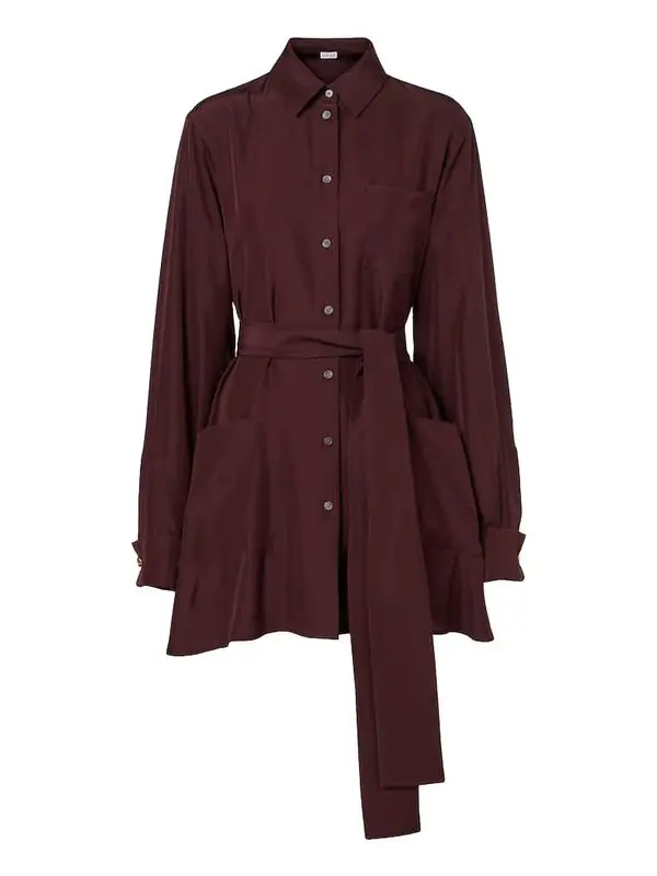 Loewe Belted Silk Blouse - Burgundy