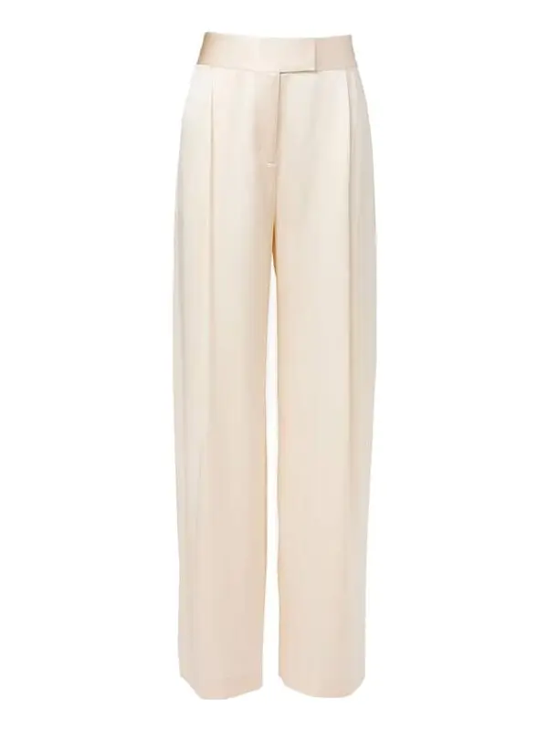THE SEI Silk Satin Straight Pants - Beige
