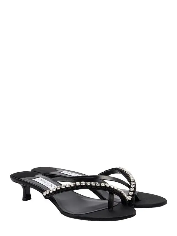 JIMMY CHOO Dila Embellished Thong Sandals - Black
