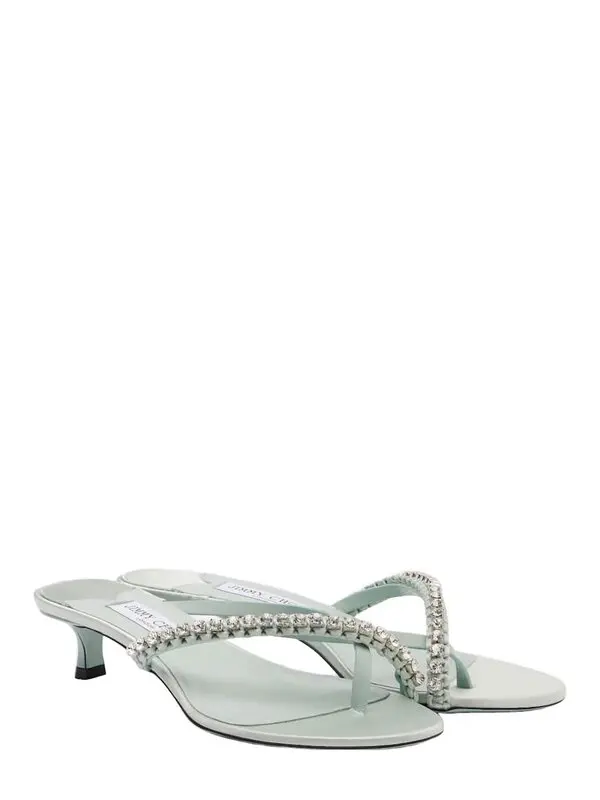 JIMMY CHOO Dila 35 Leather And Satin Thong Sandals - Green