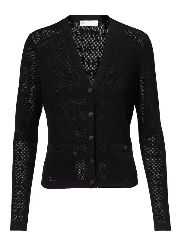 Tory Burch T Monogram Jacquard Cardigan - Black