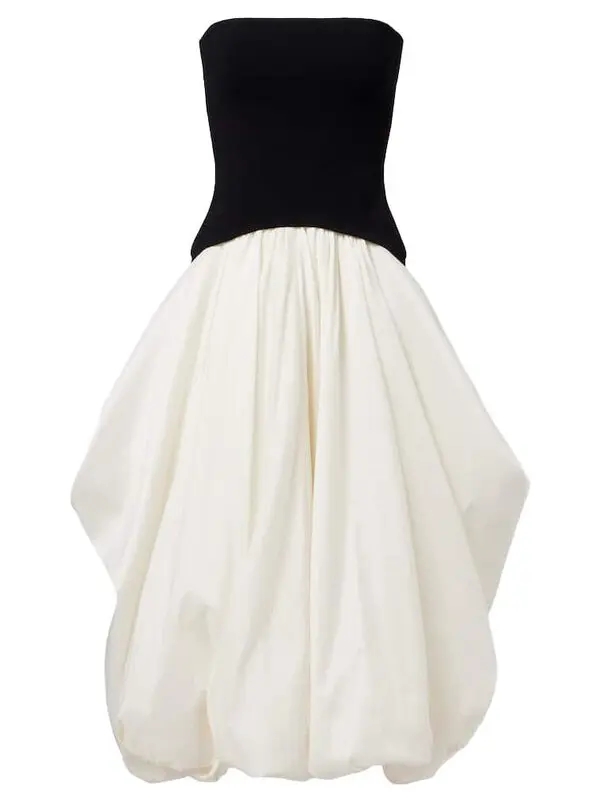 Simkhai Izzy Strapless Taffeta Midi Dress - White