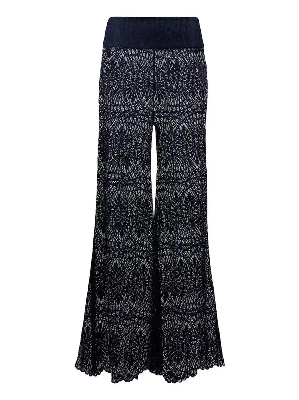 ALEXANDRA MIRO Paloma Lace Wide-leg Pants - Blue