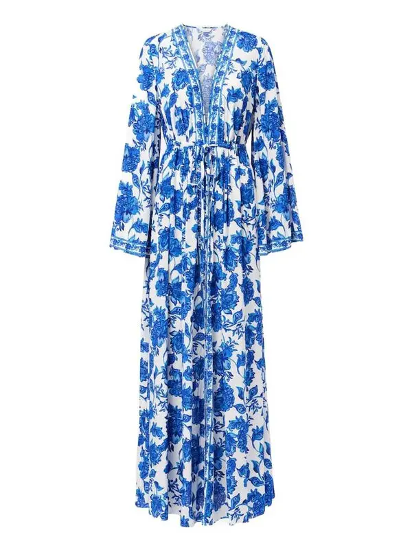 ALEXANDRA MIRO Chloe Floral Kaftan - Blue
