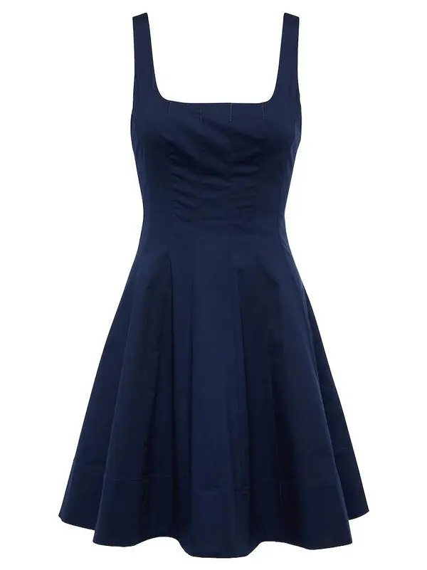 Staud Wells Cotton Poplin Mini Dress - Blue