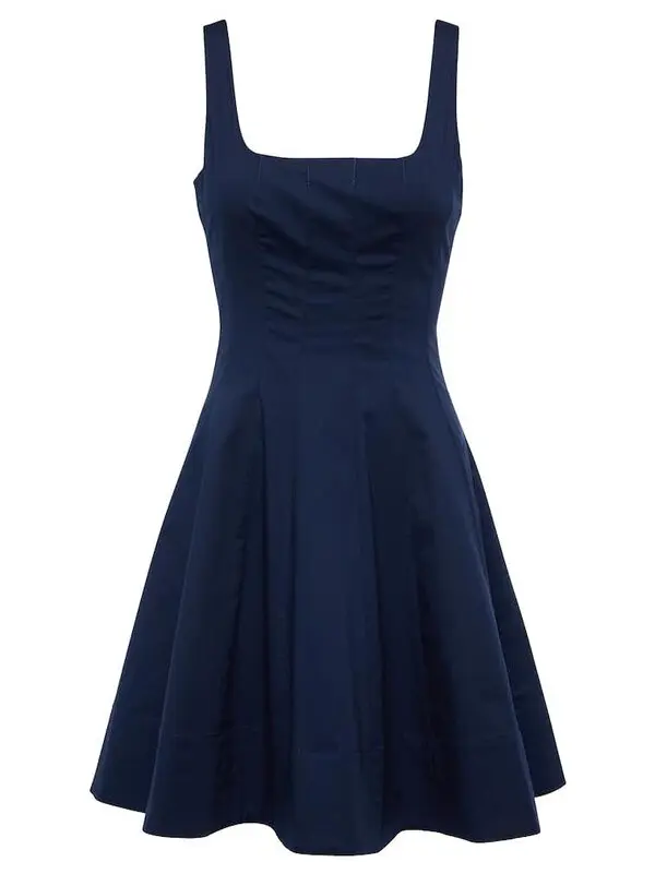Staud Wells Cotton Poplin Mini Dress - Blue