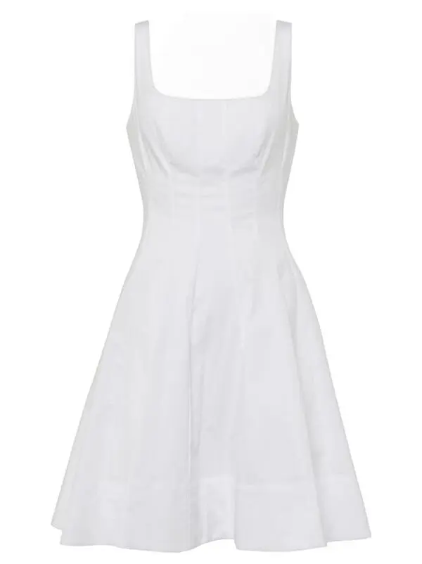 Staud Wells Cotton Poplin Mini Dress - White