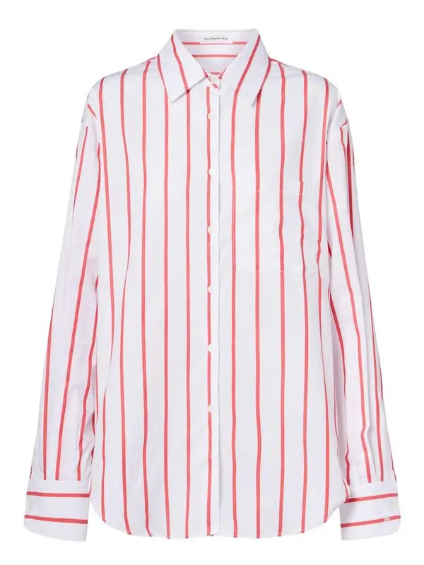 THE FRANKIE SHOP Lui Striped Cotton Poplin Shirt - Red