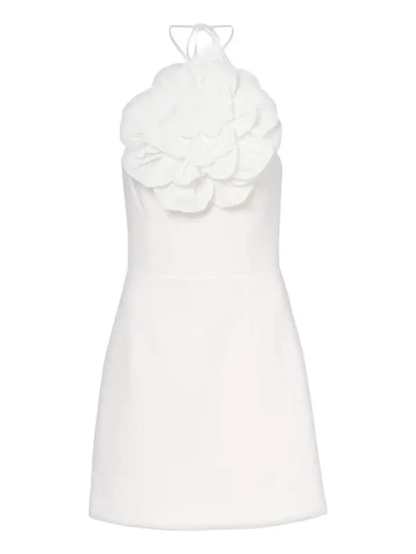 Rebecca Vallance Odetta Floral-appliqué Halterneck Minidress - White