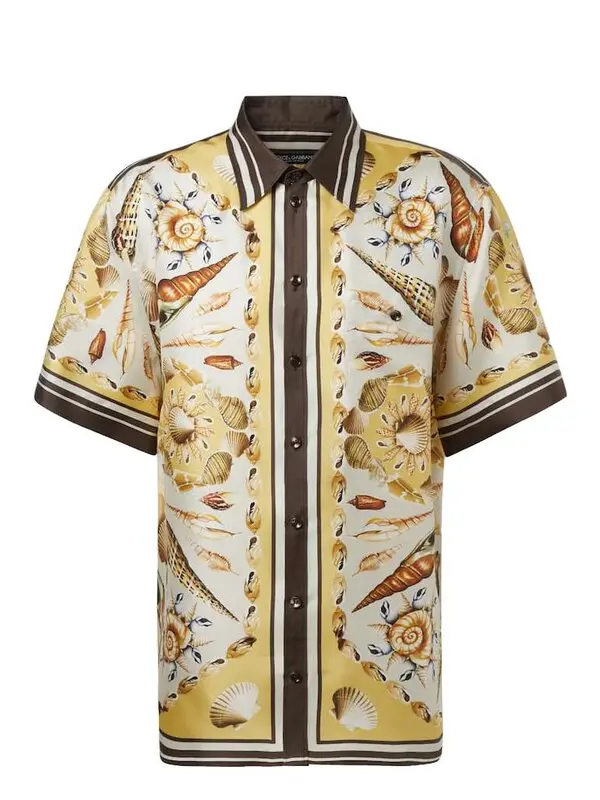 Dolce & Gabbana Printed Silk Twill Bowling Shirt - Yellow