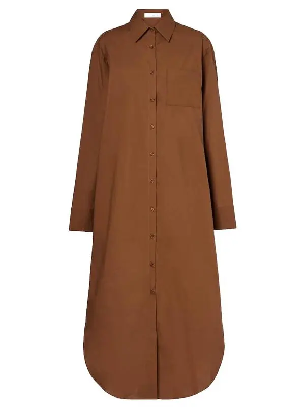 THE FRANKIE SHOP Helena Cotton Shirt Dress - Brown