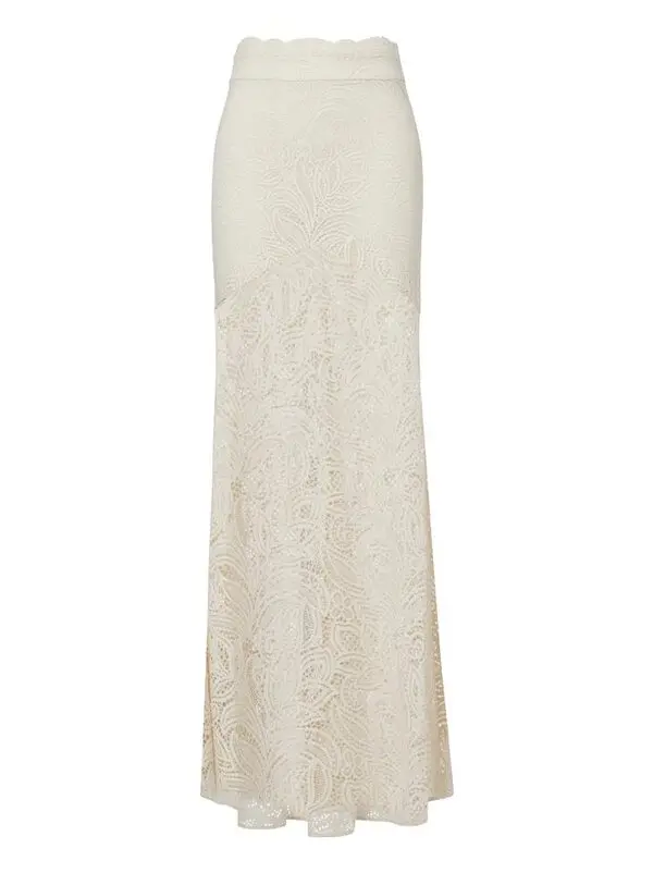 ALEXANDRA MIRO Juniper Semi-sheer Lace Maxi Skirt - White