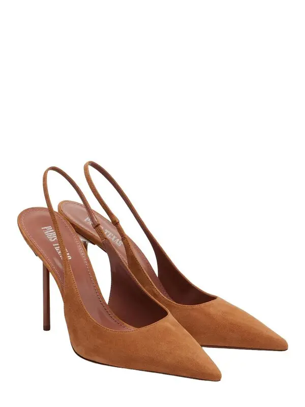 Paris Texas Lidia 105 Suede Slingback Pumps - Brown