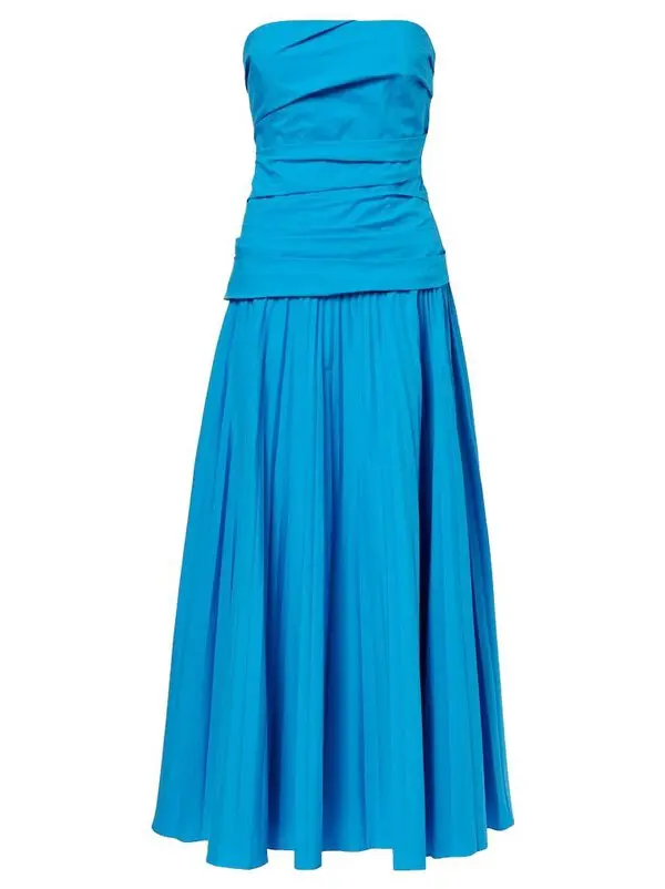 Simkhai Arie Strapless Cotton-blend Midi Dress - Blue