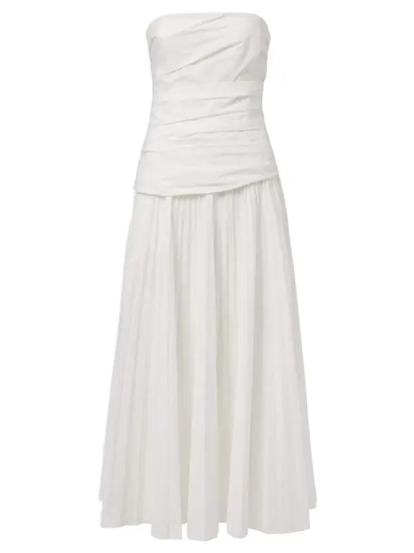 Simkhai Arie Strapless Cotton-blend Midi Dress - White